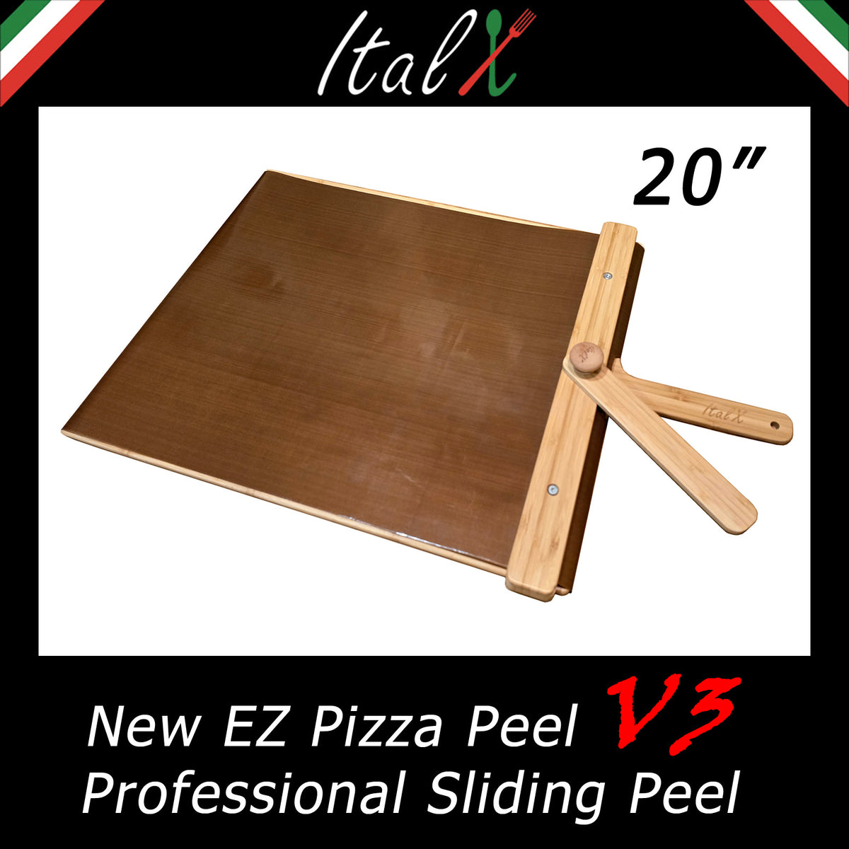NEW EZ Pizza Peel 20 V3 - (actual size 19.5”) Self Launching Sliding P ...